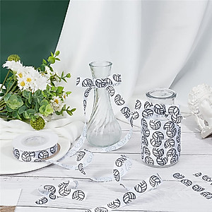 CRASPIRE 20 Yards 6/10” Wide Volleyball Ribbons White Volleyball Decorations Sports Ribbons Cheer Team Ribbon for Team Hair Bows, Wreath, Wrapping, Party Decoration