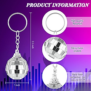 Sasylvia 50 Pcs Mirror Disco Ball Keychain Mini 70s Disco Keychain Bulk Disco Party Favors Small Silver Disco Ball Decorations for 1970s Party Graduation Supplies Birthday Accessories