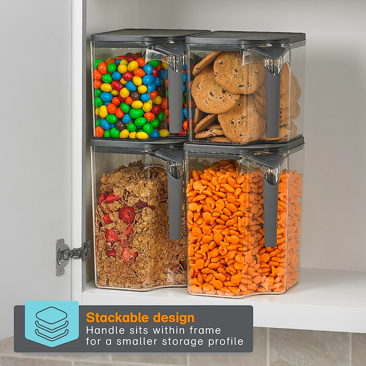 Polder 2.75-Quart Handle-It Food Grade, BPA Free Storage Canister, Stackable, Secure handle for easy one handed pour