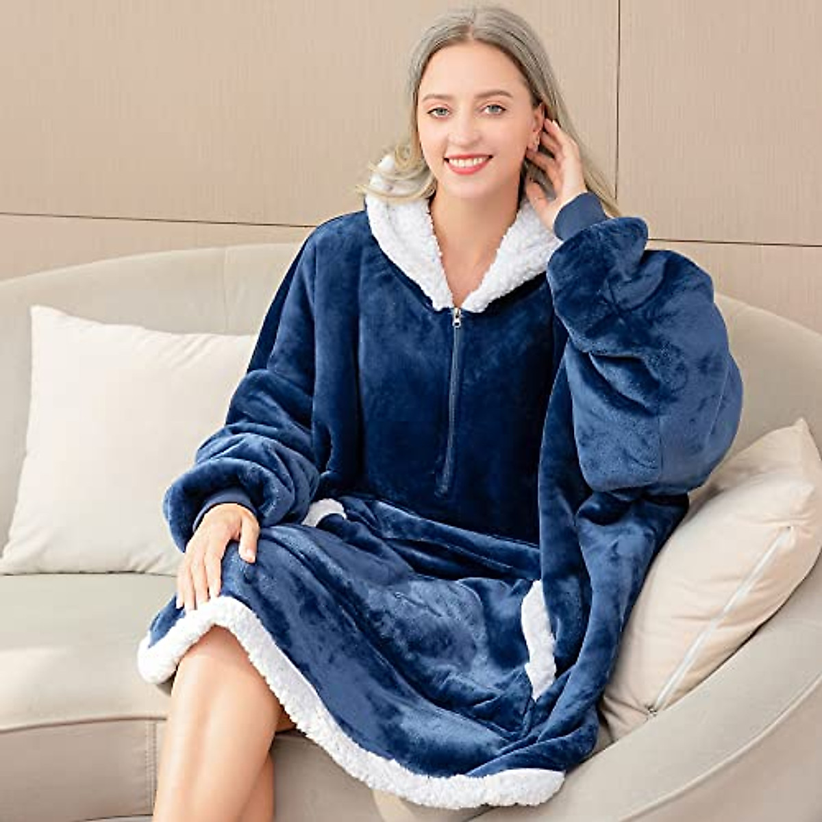 liquaurum Blanket Hoodie Oversized Wearable Blanket Sweatshirt with Giant Pockets for Men Women Soft Warm Cozy for Adults