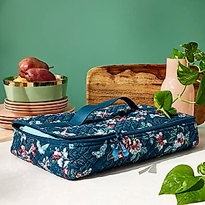 Vera Bradley Women's Cotton Heat Resistant Casserole Carrier, Rose Toile - Recycled Cotton, One Size