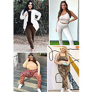 Women's Polyester Plus Size Leggings Red White Polkadot 2X