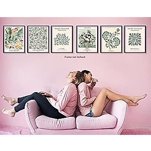 Green Gallery Flower Market Posters for Room Aesthetic Floral Set of 6 Famous Matisse William Morris Van Gogh Canvas Wall Art Botanical Plant Print Painting Danish Pastel Wall Decor 8x10in Unframed