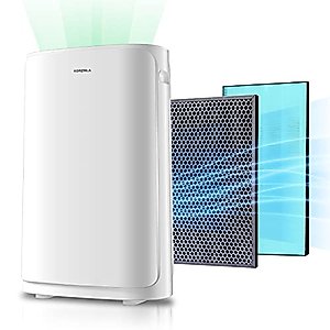 Air Purifiers for Home Large Room Allergies, H13 True HEPA Filter for Allergies, Smoke, Dust, Pollen, Quiet Odor Eliminators for Bedroom, Pet Hair Remover, Remove 99.97% Dust Smoke Mold Pollen, White