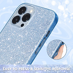 MILPROX Compatible with iPhone 13 Pro Max Case (2021), Glitter Sparkly Shiny Bling Rubber Gel Shell Cases 3 Layers Shockproof Protective Bumper Cover for iPhone 13 Pro Max 6.7" 2021-Blue