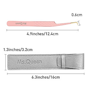 Ms.Queen Lash Extension Tweezers,Diamond Grip 90 Degree False Lashes Tweezers 3D 6D Mink Eyelash Make Fans