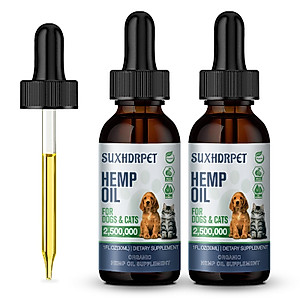 SUXHDRPURE Organic Hеmp Oil for Dogs & Cats Helps Pets with Аnxiety Pаin Strеss Slееp Аrthritis, Sеizures Rеlief Joint Support Hemp Oil Drops Made in USA