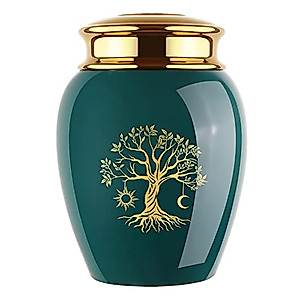 DGDCDV Human Ashes Keepsakes Urn 24 Cubic Inches, Small Ceramic Urns for Human Ashes, Tree of Life Cremation Urn, Urns for Sharing Adult Ashes, Pet Cat and Dog Urn, Adult Funeral Urn