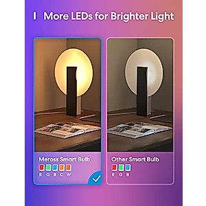 meross Smart Light Bulb, Smart WiFi LED Bulbs Works with Alexa, Google Home, Dimmable E26 Multicolor 2700K-6500K RGBWW, 810 Lumens 60W Equivalent, No Hub Required, 2 Pack