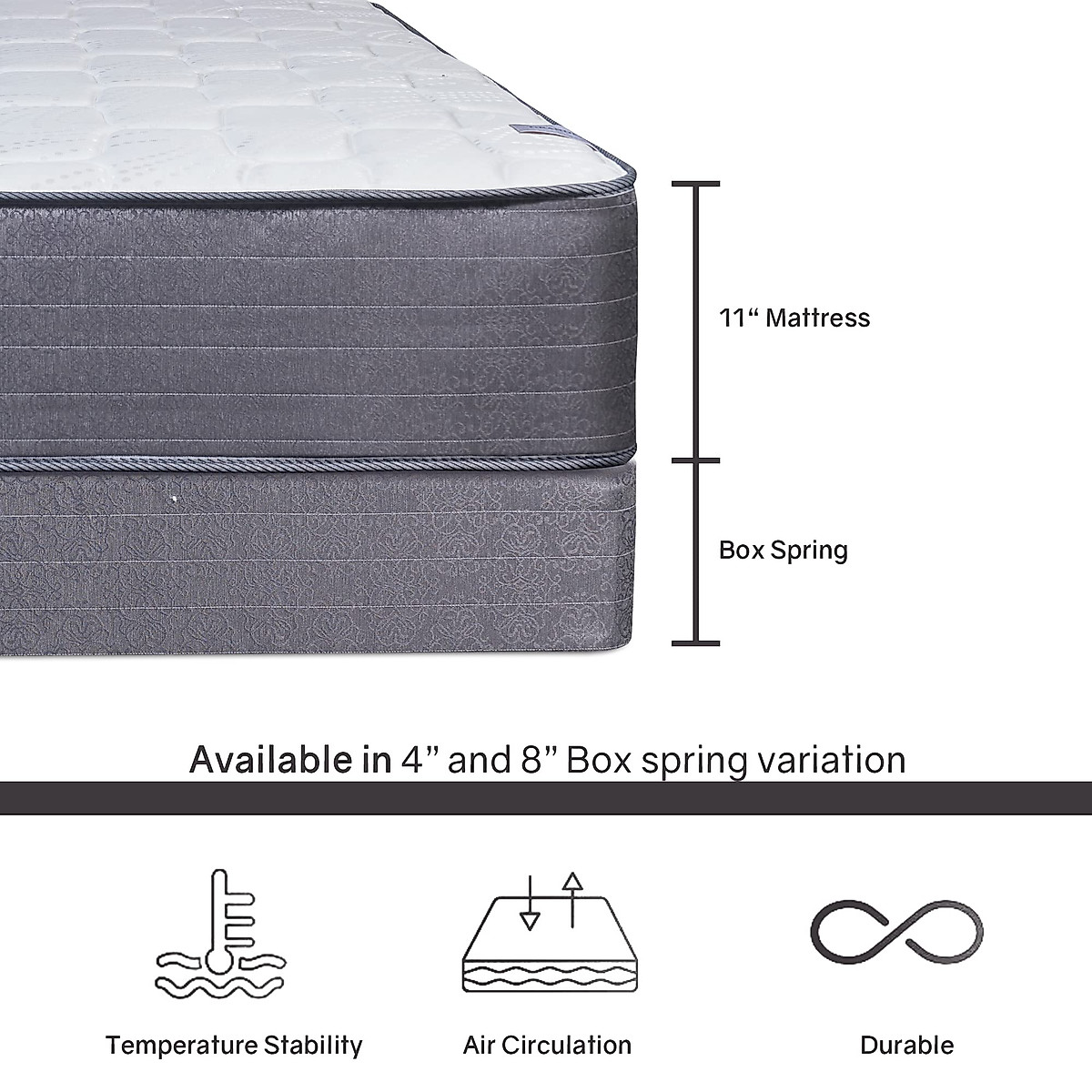Mayton - 12 Inch Innerspring Firm Mattress Allows The Spine Rest In a Natural Position, No Assembly Required 53x74