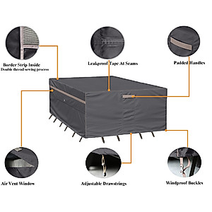 Garden Balsam Heavy Duty Waterproof Patio Furniture Covers,Fade Resistant Outdoor Table and Chair Covers Rectangular 90"Wx 60"D x 28"H Dark Grey