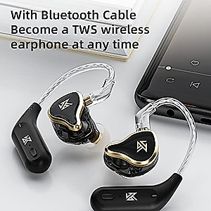 topssale KZ ZAS 7BA+1DD in Ear Earphone 16 Unit Hybrid Technology Flagship Earphone Monitor Headphones 8Core Cable Music Sport Earphone (with Mic, Black)