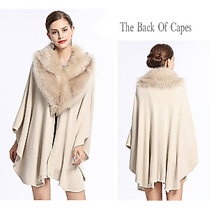New Deve Newdeve Bridal Capes Shawls Winter Fall Warm Faux Fur Open Wraps Knitted Plus Sizes Sweater Evening Party Cloaks, Khaki, Standard