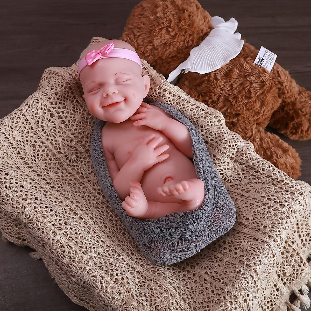 SERENDOLL 18.5 inch Realistic Full Silicone Baby Doll,Lifelike Reborn Baby Dolls, Toy, and Collectible Bald Girl (Girl)