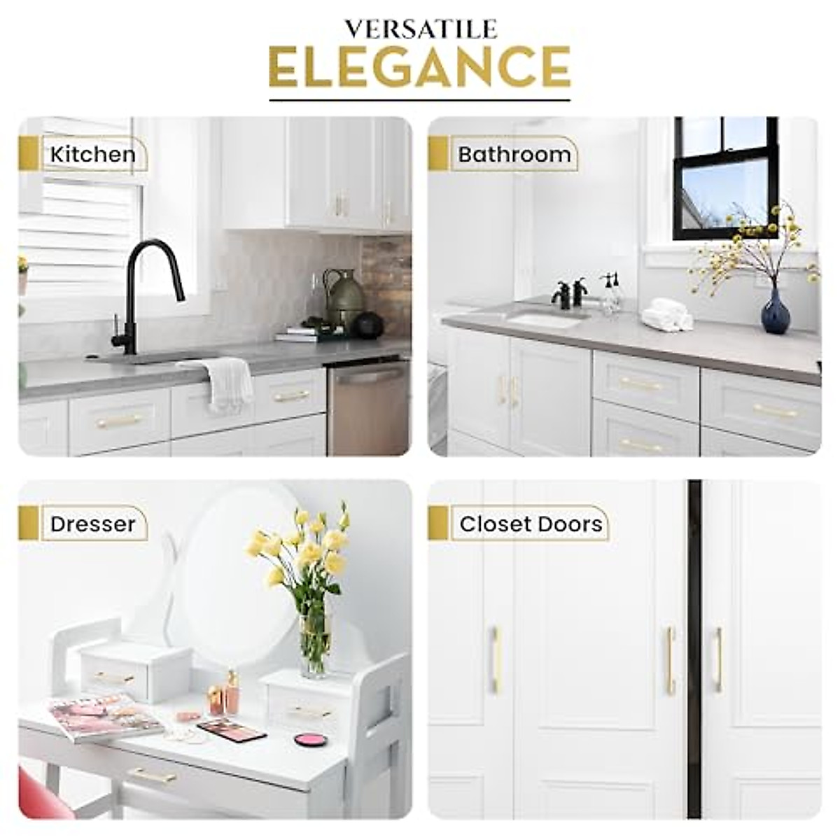 Southern Hills 5 Pack Gold Cabinet Pulls -128mm - Brushed Gold Drawer Pulls, Gold Handles for Drawers, Brushed Brass Drawer Pulls, Gold Cabinet Handles, Brass Cabinet Pull Gold Kitchen Hardware