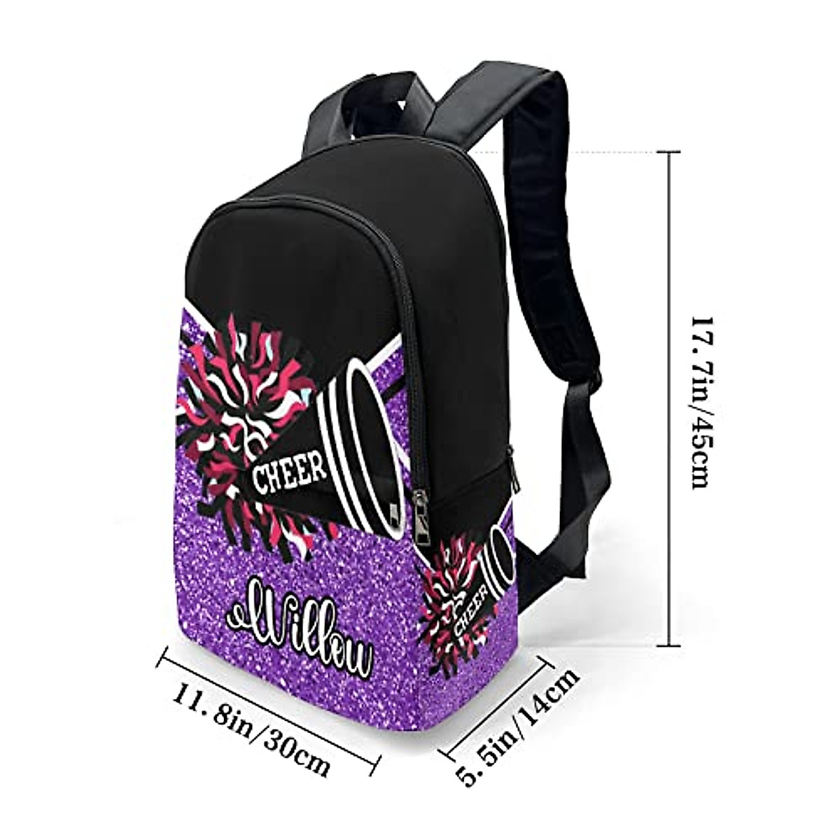 Deven Sport Gold Glitter Black Personalized Casual Backpack,Custom College School Travel with Name Daypack Laptop 17 Inch for Boys Girs One Size