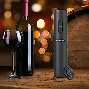 AREYCVKElectric Wine Bottle Openers, Wine Electric Opener,Wine opener battery operated with Foil Cutter wine Stoppers to Best Gift for friends (Black- Wine Bottle Openers)