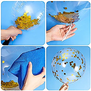 30 Pieces 24 Inch Jumbo Bubble Gold Confetti Balloons Including 10 Bobo Balloons with 10 Bags Gold Confetti and 10 Shiny Gold Tassels for Wedding Birthday Party Anniversary Christmas Decorations