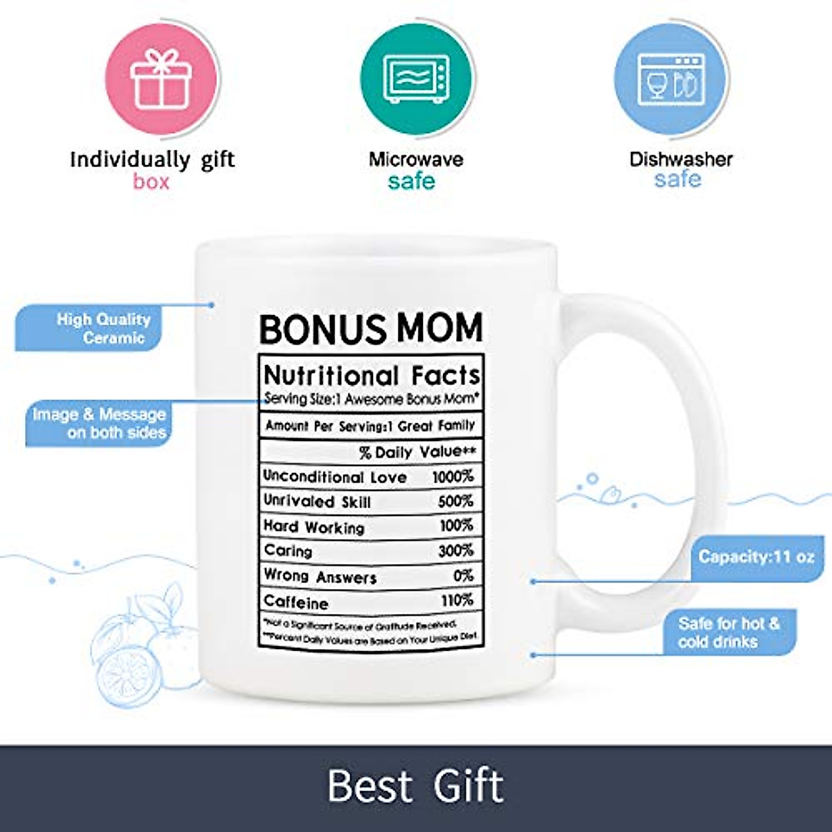 Mom Coffee Mug Mom Nutritional Facts Mugs for Mom from Daughter Son Funny Mom Coffee Mug for Mom for Women Mom Coffee Cups 11 Oz White