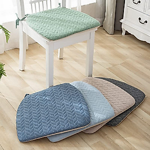 1/2/4 Pack Chair Pad with Ties,Kitchen Dining Chair Cushion Non Slip Seat Cushion with Removable Cover Office Chair Cushion Durable Soft Mat Pads (Green,4)