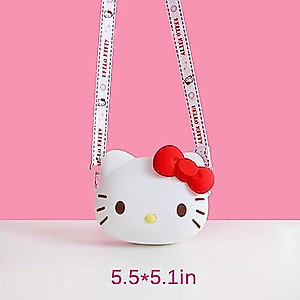 Kawaii Kitty Crossbody Bag with Adjustable Shoulder Strap, Handbag with Zipper Cute Mini Anime Kitty Coin Wallet Purse Shoulder Bag Coin Pouch Accessories Money Bag for Birthday Gifts Women