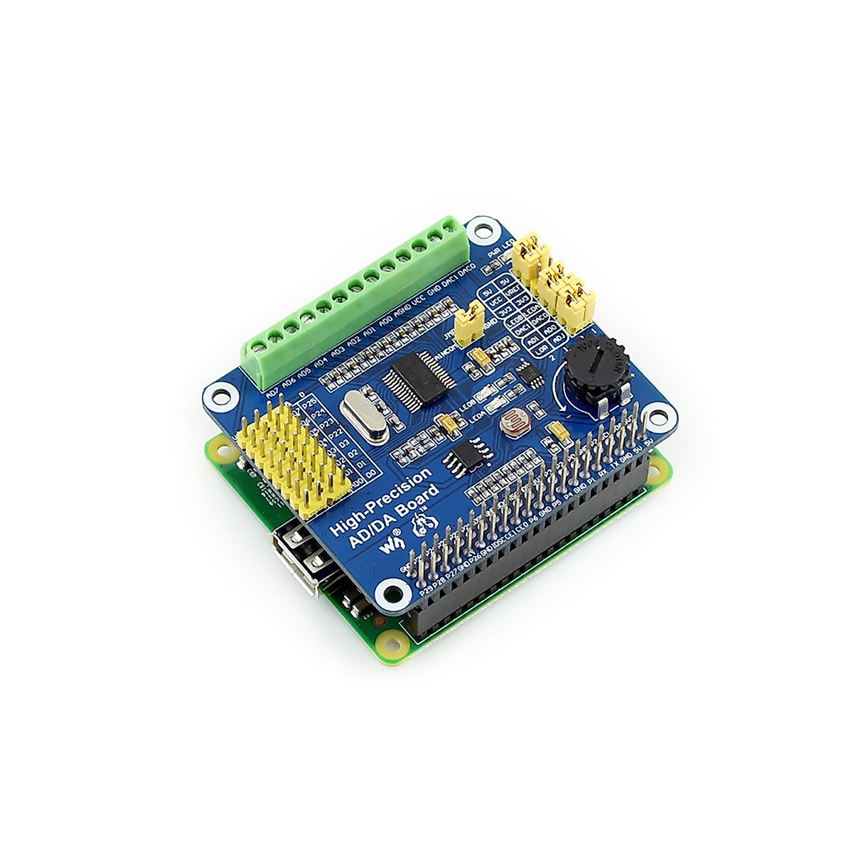 Raspberry Pi AD/DA Expansion Sheild Board for Adding High-Precision AD/DA Functions to Raspberry Pi Onboard ADS1256 DAC8552 Sensor Input/Output Interface