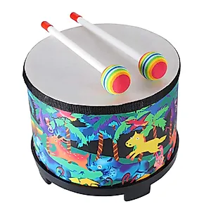 Ubblove Floor Tom Drum for Kids 8 inch Percussion Instrument Music Drum with 2 Mallets for Baby Children Special Christmas Birthday Gift, Black