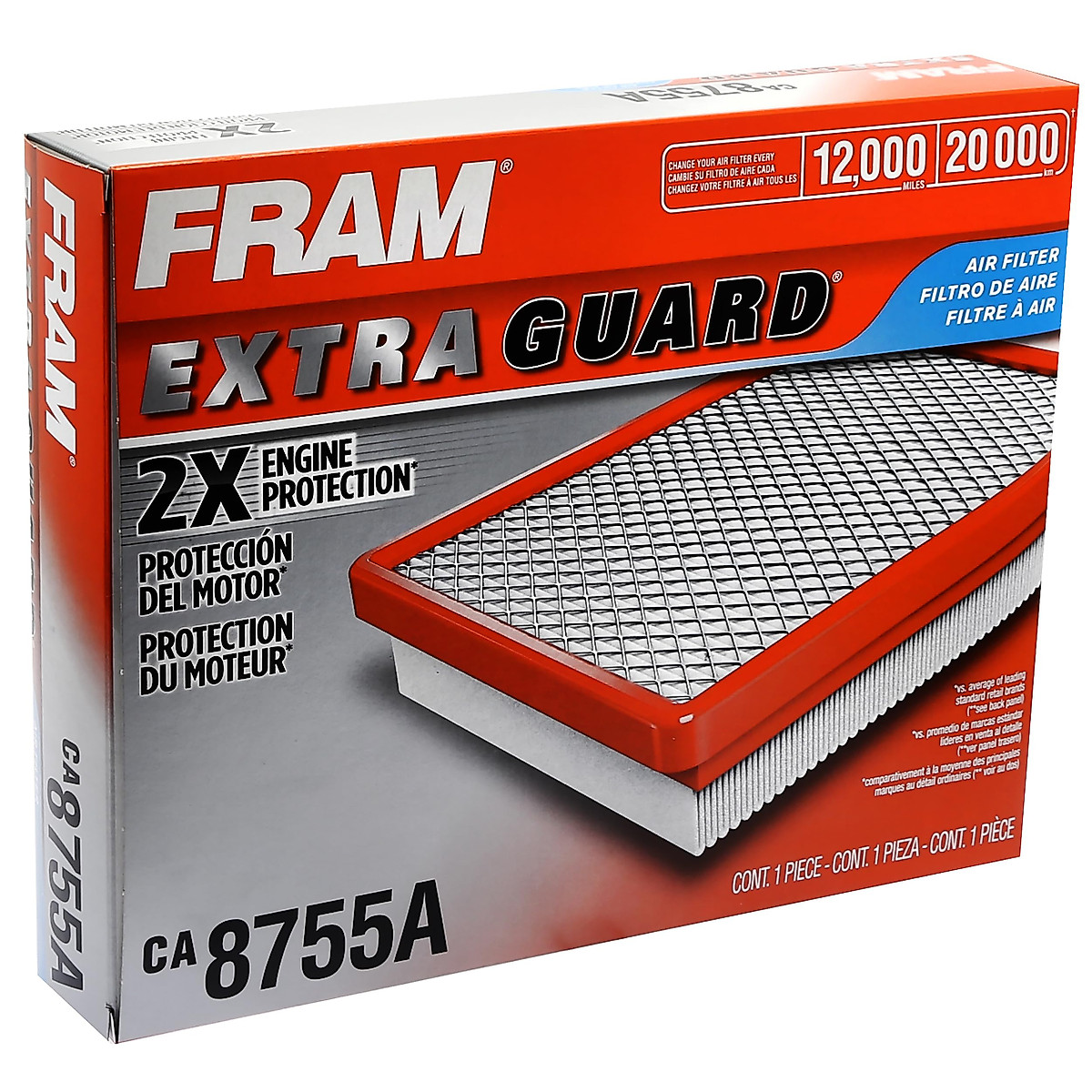 FRAM Extra Guard CA8755A Replacement Engine Air Filter for Select Cadillac, Chevrolet, and GMC Models, Provides Up to 12 Months or 12,000 Miles Filter Protection