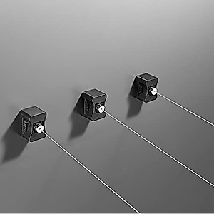 Retractable Clothesline, Adjustable 19.7 Feets Stainless Steel 3 Clothes line Hotel Style Heavy Duty, Wall Mounted Method Rope String, ABS case+Aluminum Clothesline for Indoor Outdoor Black