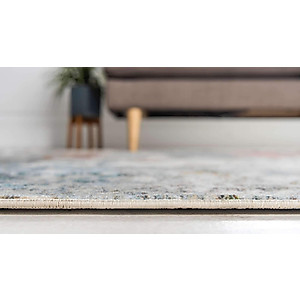 Unique Loom Baracoa Collection Area Rug - Panamericana (5' 5" x 8' Rectangle, Cream/ Blue)