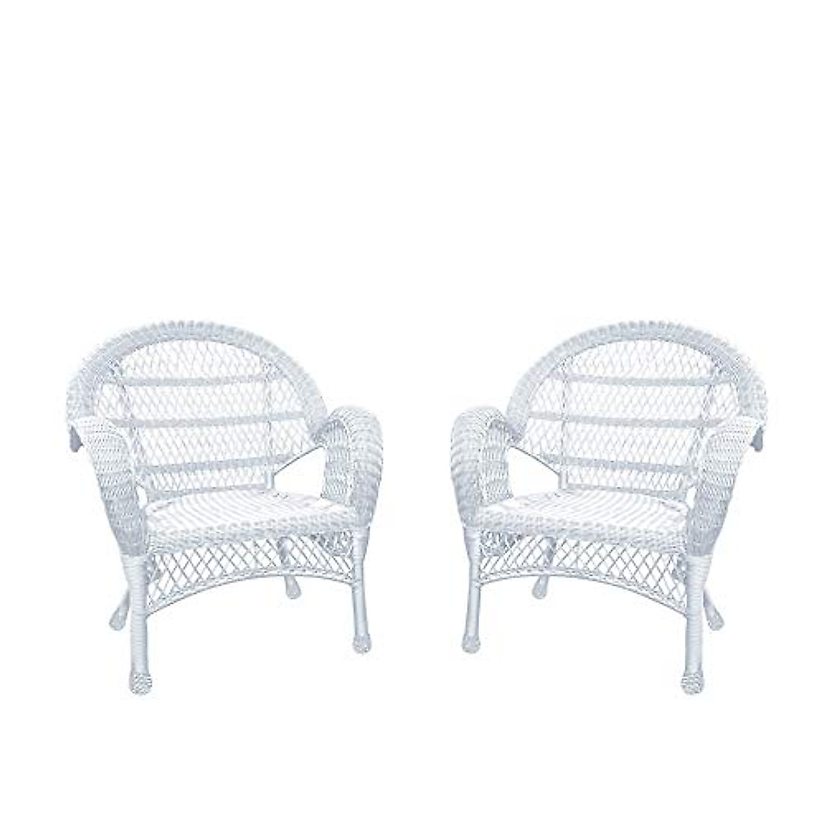 Jeco Set of 2 Wicker Chairs, White