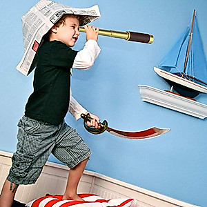 SSZS Pirate Monocular Telescope, 25x30 High Powered Zoomable Collapsible Monocular Brass Spyglass Handheld Waterproof Telescope Monocular for Bird Watching Hunting Hiking Travelling