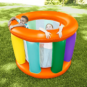 HearthSong Roll with It! 2.0 Giant Inflatable Rainbow Land Roller with Mesh Interior for Active Outdoor Play, 67" Outer Diam. x 45" Inner Diam., Holds up to 300 lbs.
