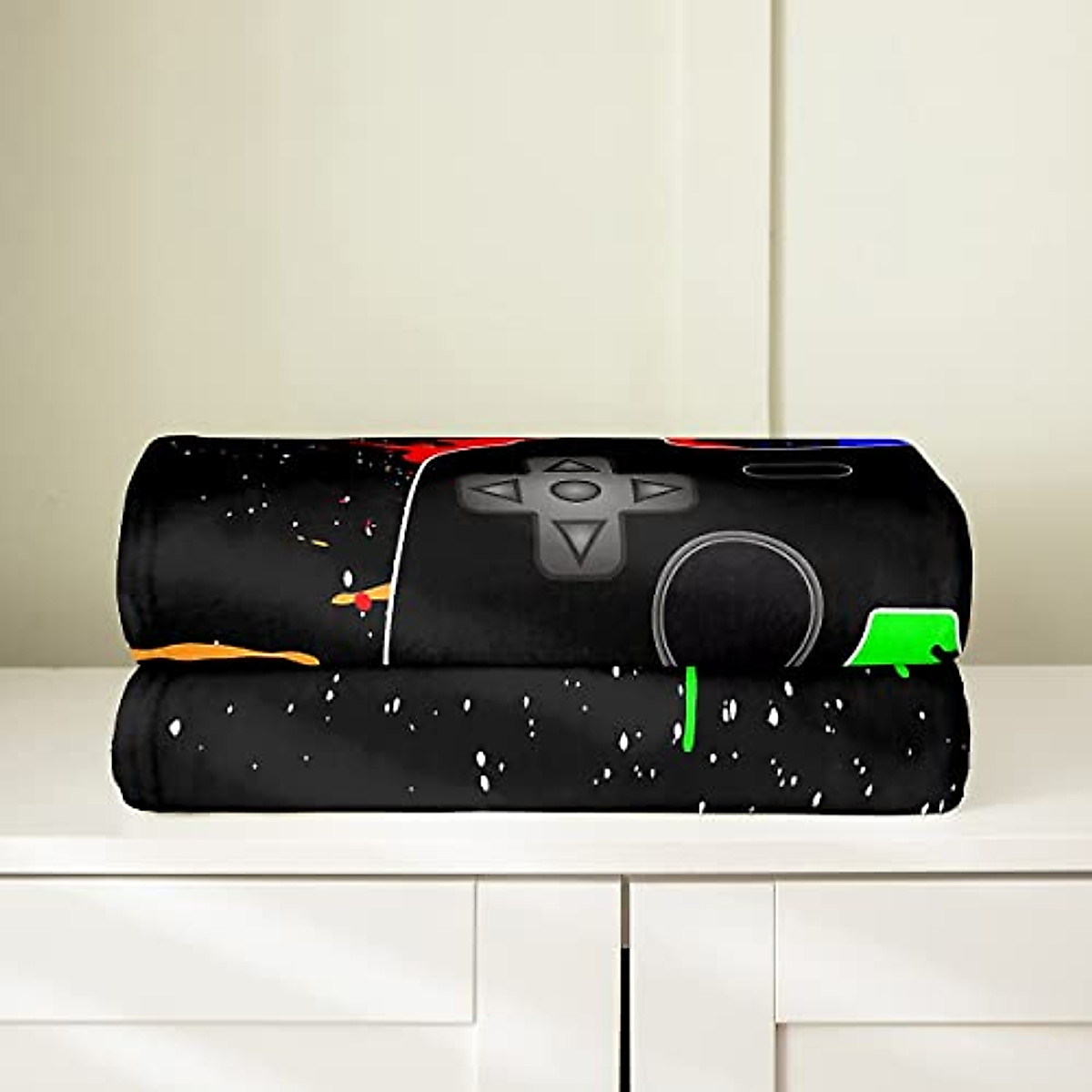 Gamer Fleece Throw Blanket for Bed Sofa Couch,Game Gamepad Flannel Fuzzy Blanket,All Season Modern Game Controller Bed Blanket Room Decor Gaming Tie Dye Plush Blanket 40"x50"