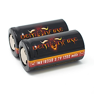 Demonfire 18350 Flat Top 1200mAh 3.7V High Drain LiMn IMR Rechargeable Battery (2 Pieces) D1 Charger