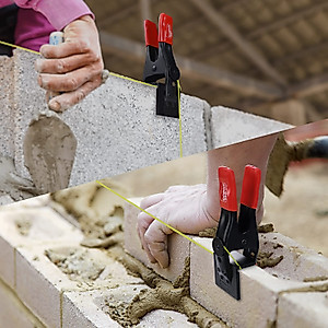 Goldblatt 4 Pieces Concrete Tools Set, Including 2 Mason Line Clamps and 2 Masonry Line Rolls (Red/Orange), for Construction Masonry Measurement Use