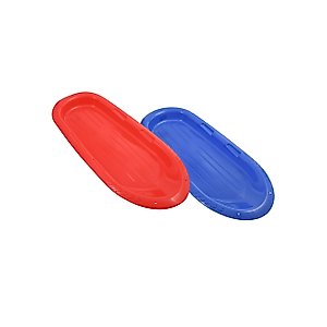 Superio Toboggan Snow Sleds for Kids and Adults, 48" Heavy Duty Plastic Sliders with Handles and Hole for Pull Ropes- Kid and Adult Winter Fun (48 Inches, Red-Blue)