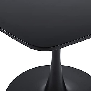 ATSNOW 31.5 in Black Square Pedestal Tulip Table, Mid Century Modern Dining Table for Small Spaces