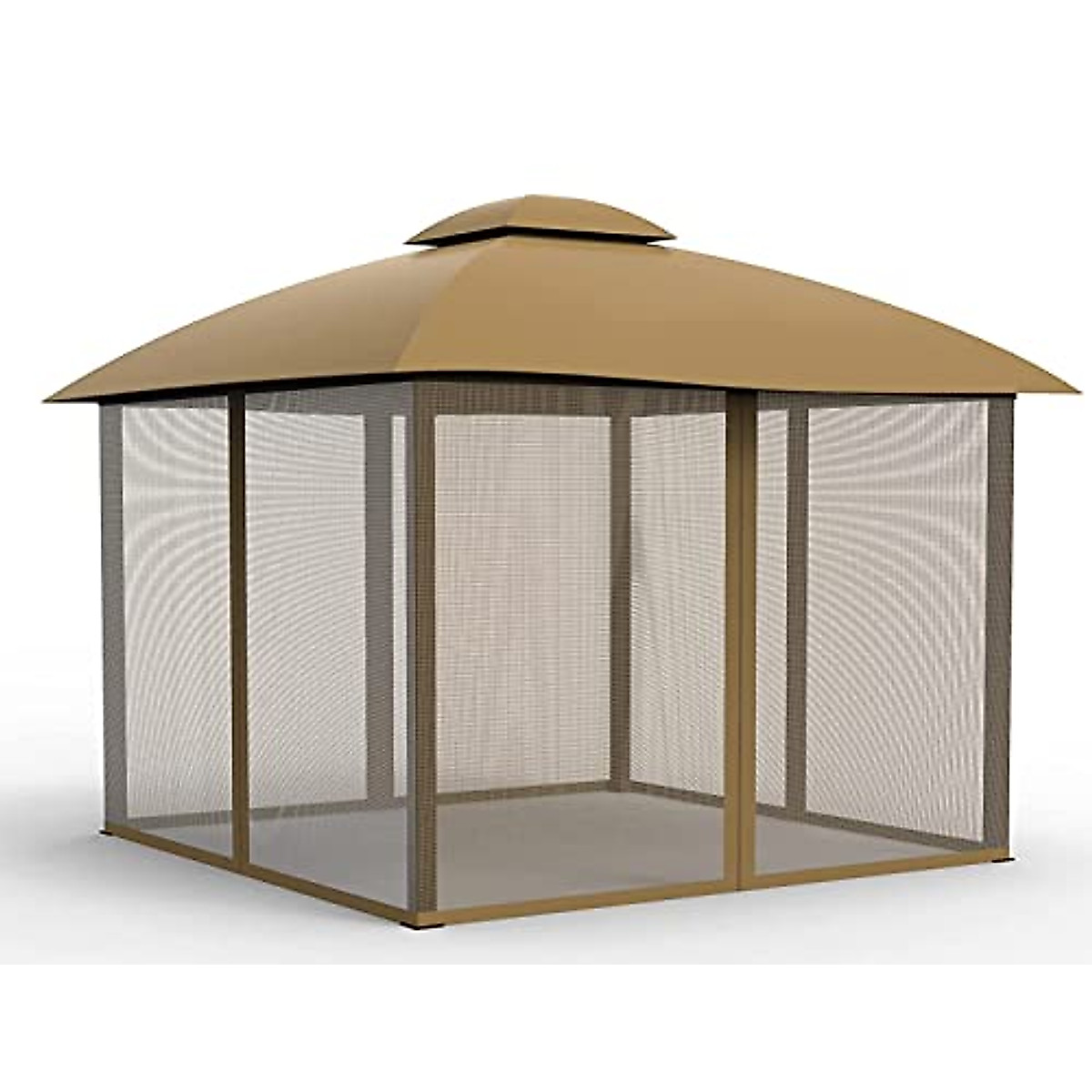 Gazebo Mosquito Netting Screen 4-Panels Universal Replacement for Patio, Outdoor Canopy, Garden and Backyard (10'x12', Khaki)