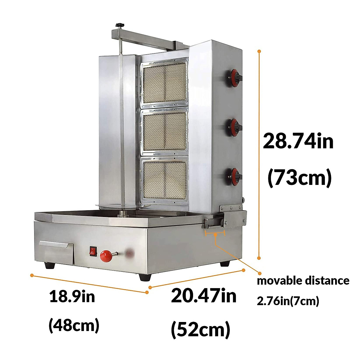 Li Zhen 3 Burners Shawarma Machine Commercial Chicken Shawarma Machine Gyro Grill Rotating Kebab Machine for Commercial Kitchen Use, Silver,41.9 lbs.