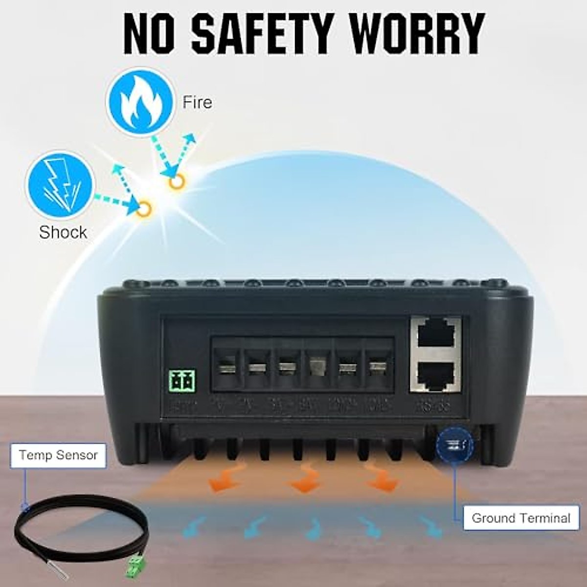 ECO-WORTHY 40A MPPT Solar Charge Controller 12V/24V DC Input & Digital OLED Display & Temp Sensor & Negative Ground, 99% Charging Efficiency Solar Regulator for Lithium, Sealed and Flooded Battery