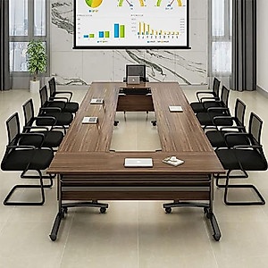 Conference Table Set of 3, Foldable Meeting Table Set with Modesty and Lockable Wheels, Meeting Seminar Table Multifunctional Computer Desk for Home, Office, Conference Room (55.11x19.68x29.52IN)