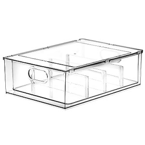 QWORK Refrigerator Organizer Bins with Pull-Out Drawer, Clear Fridge Drawer Organizer with Handle, 13.4 X 10 X 4.3 inches, Stackable and PET Storage Container for Kitchen, Pantry, and More