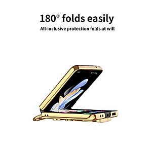 BAILI Samsung Z Flip4 Case with Ring and Retractable Elk Kickstand, Galaxy Z Flip 4 Cover Ultra-Slim PC Protective Cover Built-in Small Screen Shell Film for Samsung Galaxy Z Flip4-Black