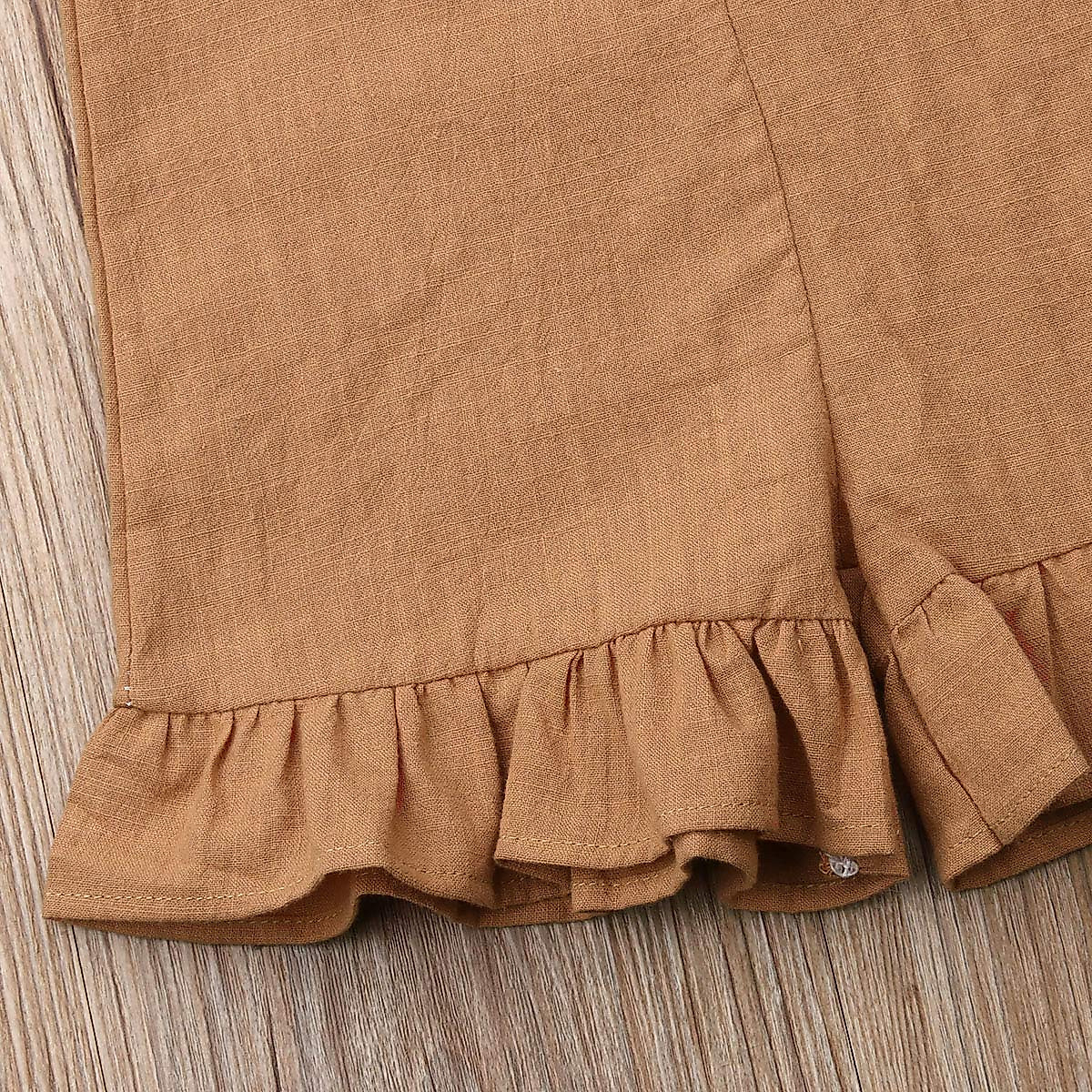 GOOCHEER Toddler Kids Baby Girl Summer Clothes Solid Strap Romper Bodysuit Jumpsuit Playsuit Overalls Outfit (Brown, 18-24 Months)