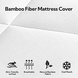 Maxzzz Queen Mattress Pad, Cooling Memory Foam King Mattress Topper, Pillow Top Queen Mattress Protector for 8-23'' Mattress, White
