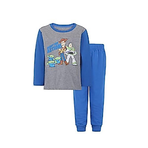 Disney Toy Story Buzz Lightyear, Woody and Aliens Boys Long Sleeve Shirt and Pants Set for Toddler and Little Kids