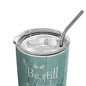 20oz Faith Dandelion Dragonfly Tumbler Cup, Insulated Travel Cup with Lid, Coffee Thermos for Women, Gifts for Women, Birthday Gifts for Mom, Daughter, Sister, Friends, Girlfriends, Coworker