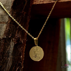 AA Stainless Steel St. Jude Thaddeus Pendant with Prayer and 22" Chain