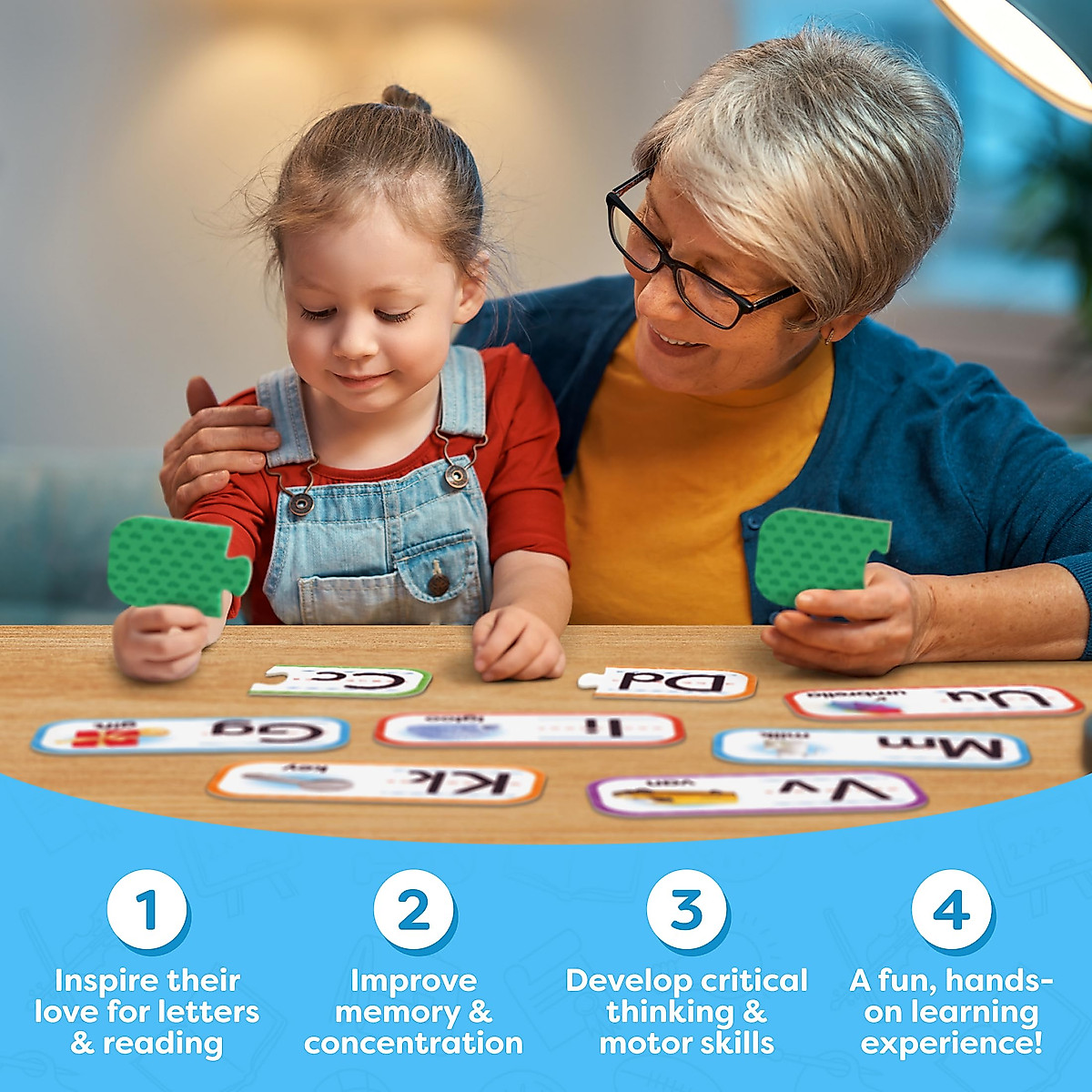 Alphabet Puzzle Games for Kindergarten - 26 Pairs Self-Correcting ABC Puzzle Alphabet Matching Game - ABC Learning for Toddlers - Sturdy Alphabet Learning Toys Learning Letters Matching Game